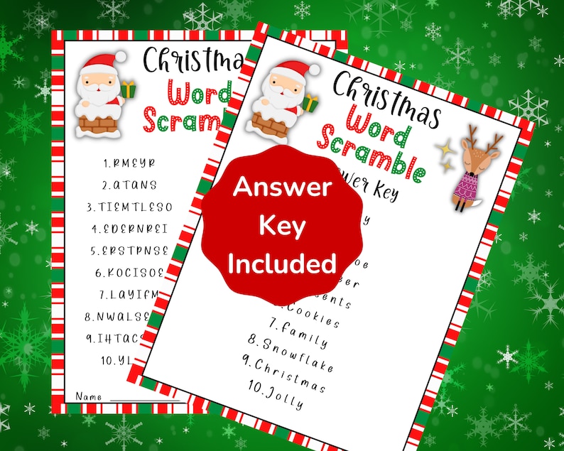 Christmas Word Scramble, Christmas Games for Kids & Adults, Holiday ...