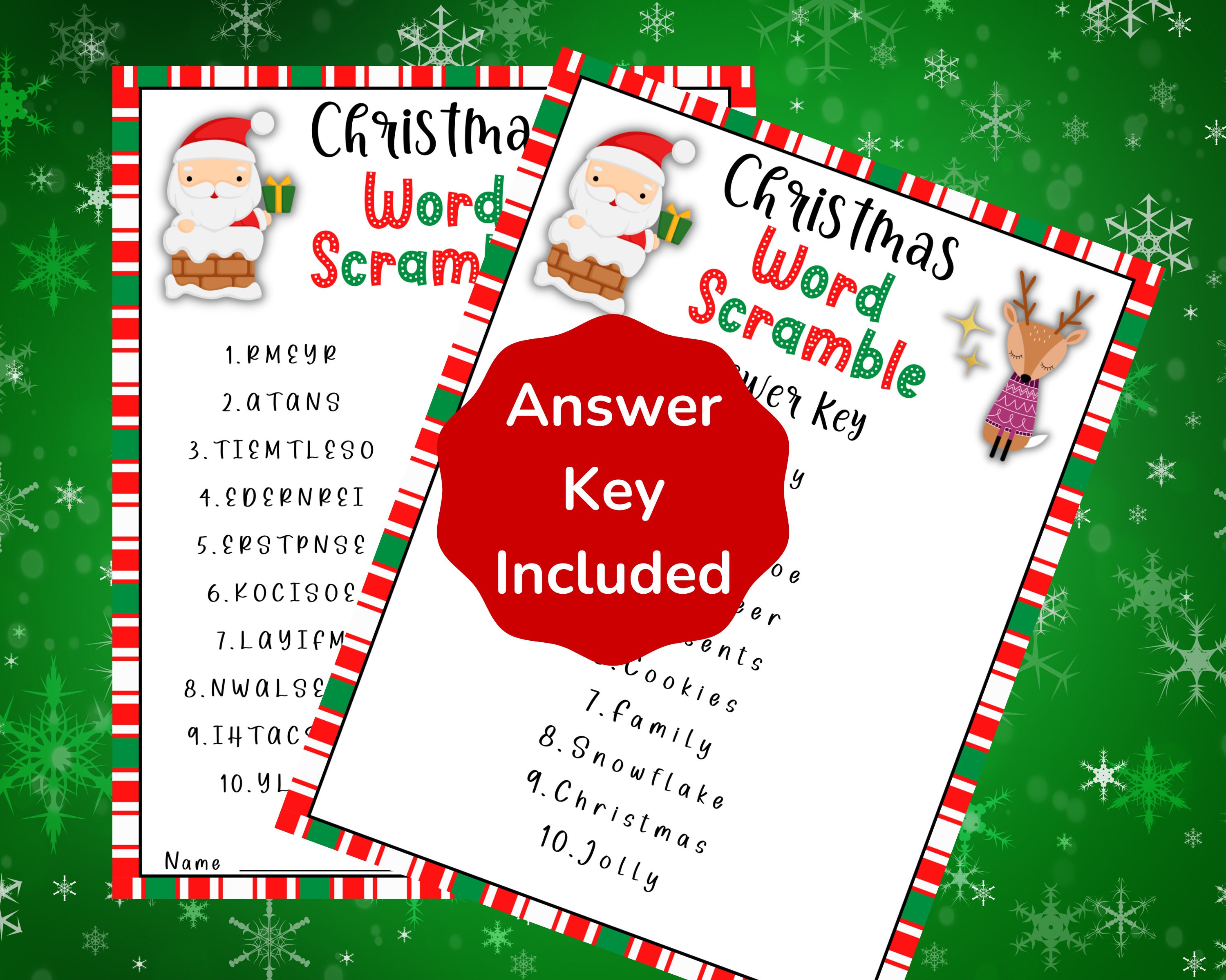 Christmas Word Scramble, Christmas Games for Kids & Adults, Holiday ...