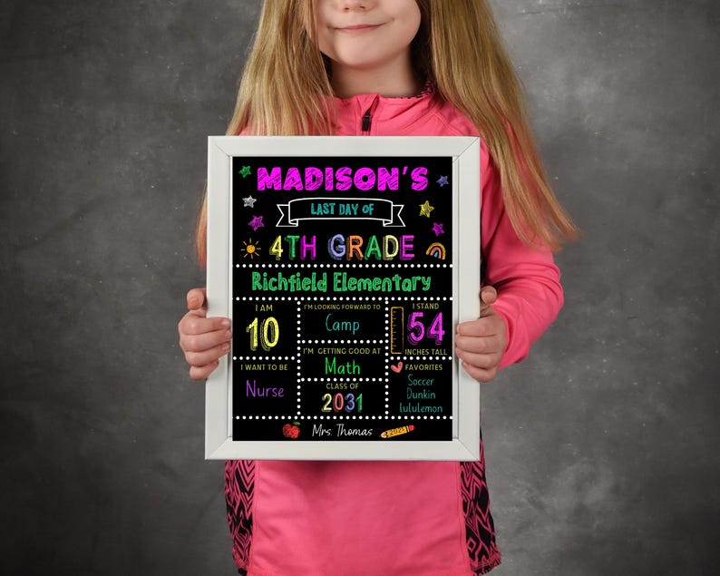 Editable First & Last Day of School Chalkboard Sign Template, Printable ...