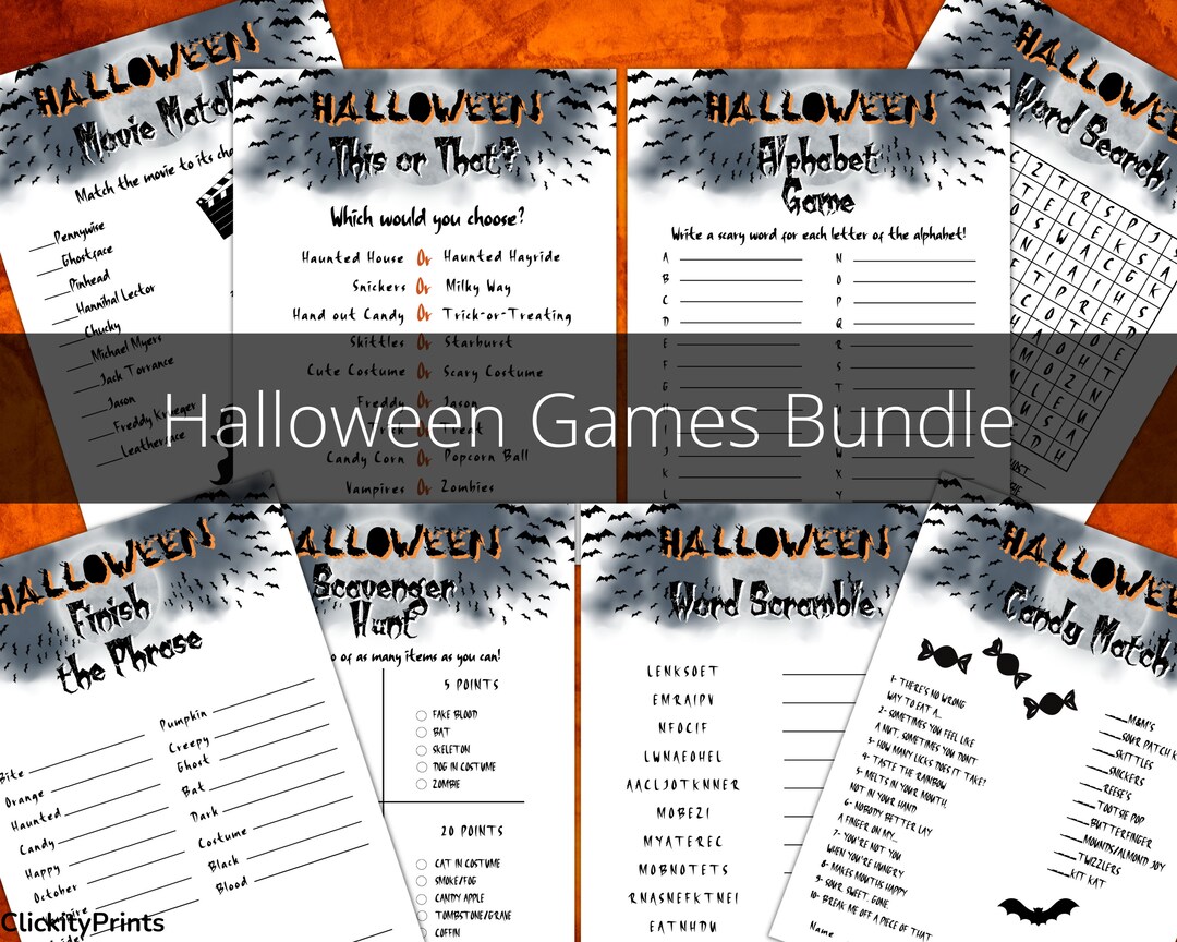 Halloween Party Game Bundle Instant Download, Printable Halloween Party ...