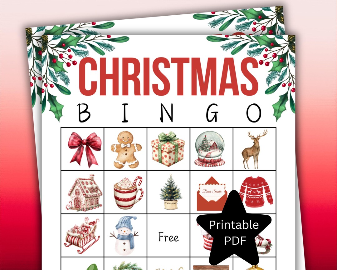 Christmas Bingo Game for Holiday Party, Printable Christmas Bingo for ...