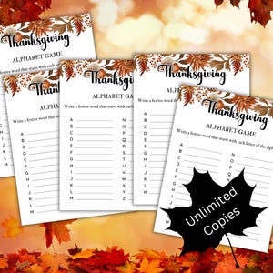 Thanksgiving Dinner Party Game for Kids and Adults, Printable ...