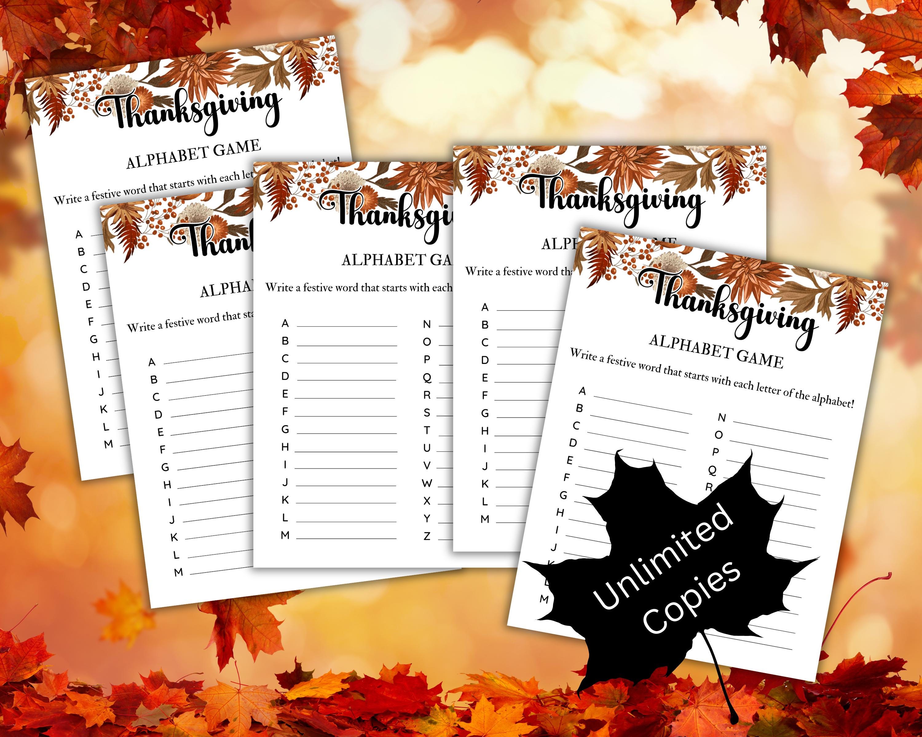 Thanksgiving Dinner Party Game for Kids and Adults, Printable ...