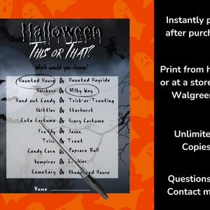 Halloween This or That Game, Printable Halloween Game, Would You Rather ...