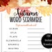 Autumn Word Scramble, Fall Word Scramble, Autumn Printable Game, Family ...