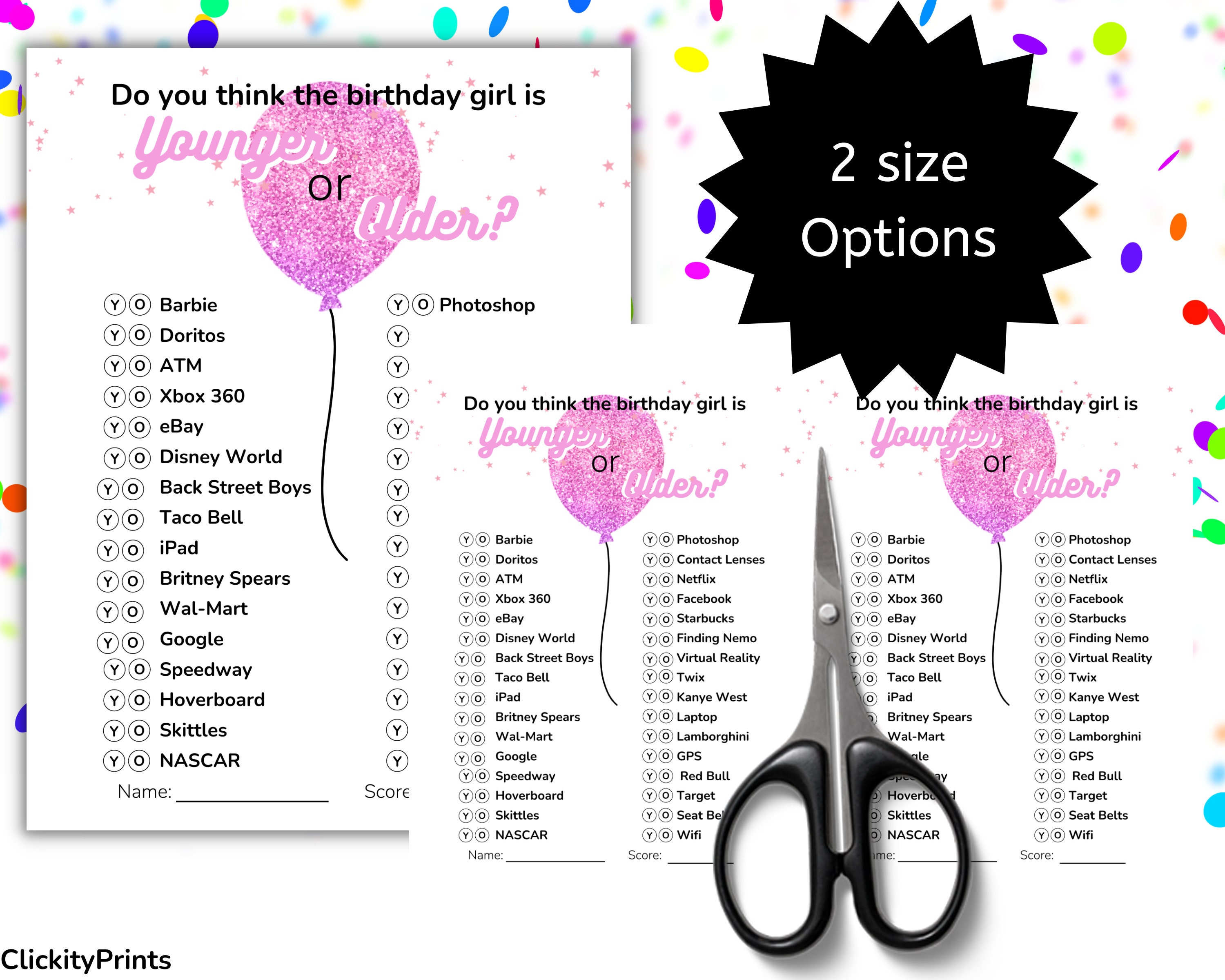 Age Birthday Game for Her, How Old is the Birthday Girl Game, Year You ...