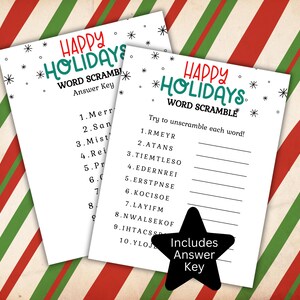 Word Scramble Holiday Activity for School or Work, Printable Christmas ...