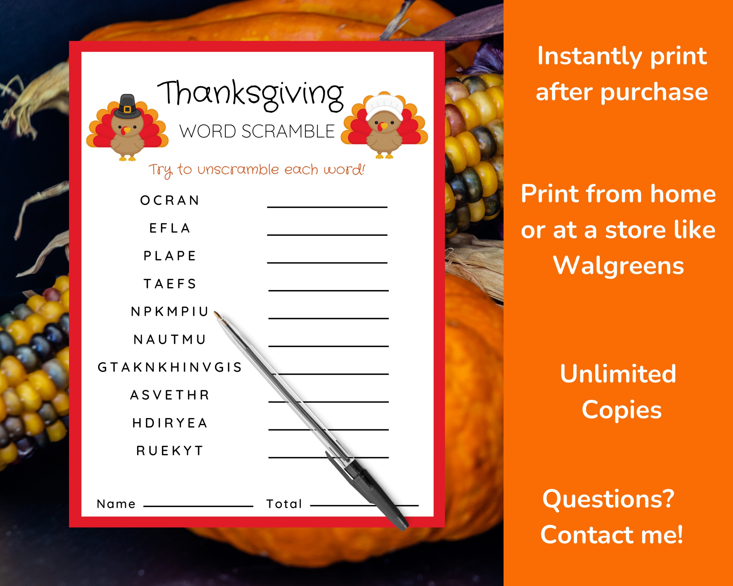 Thanksgiving Game Bundle | Printable Games | Thanksgiving Day Games ...