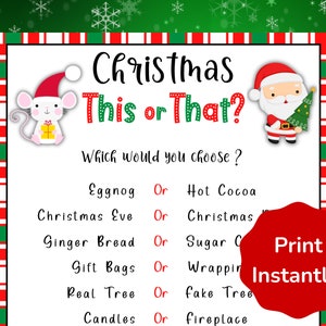 Christmas This or That Game for Kids & Adults, Christmas Party Activity ...