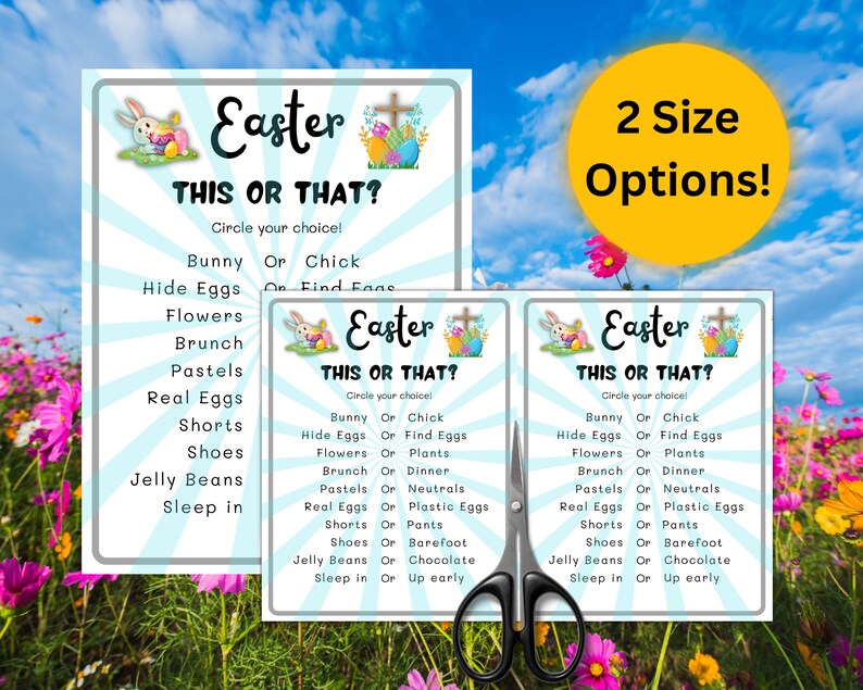 Printable Easter This or That Game, Sunday School Church Games for Kids ...