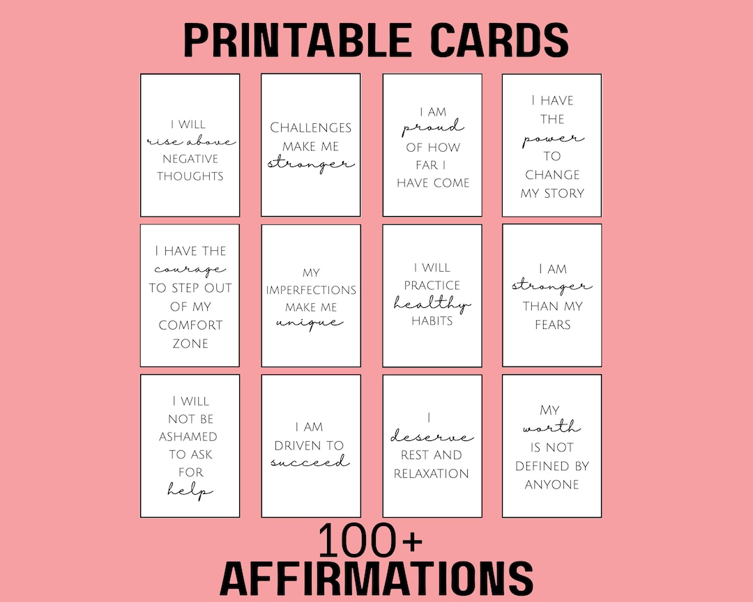 100+ Printable Positive Affirmation Cards for Daily Positivity, Self ...