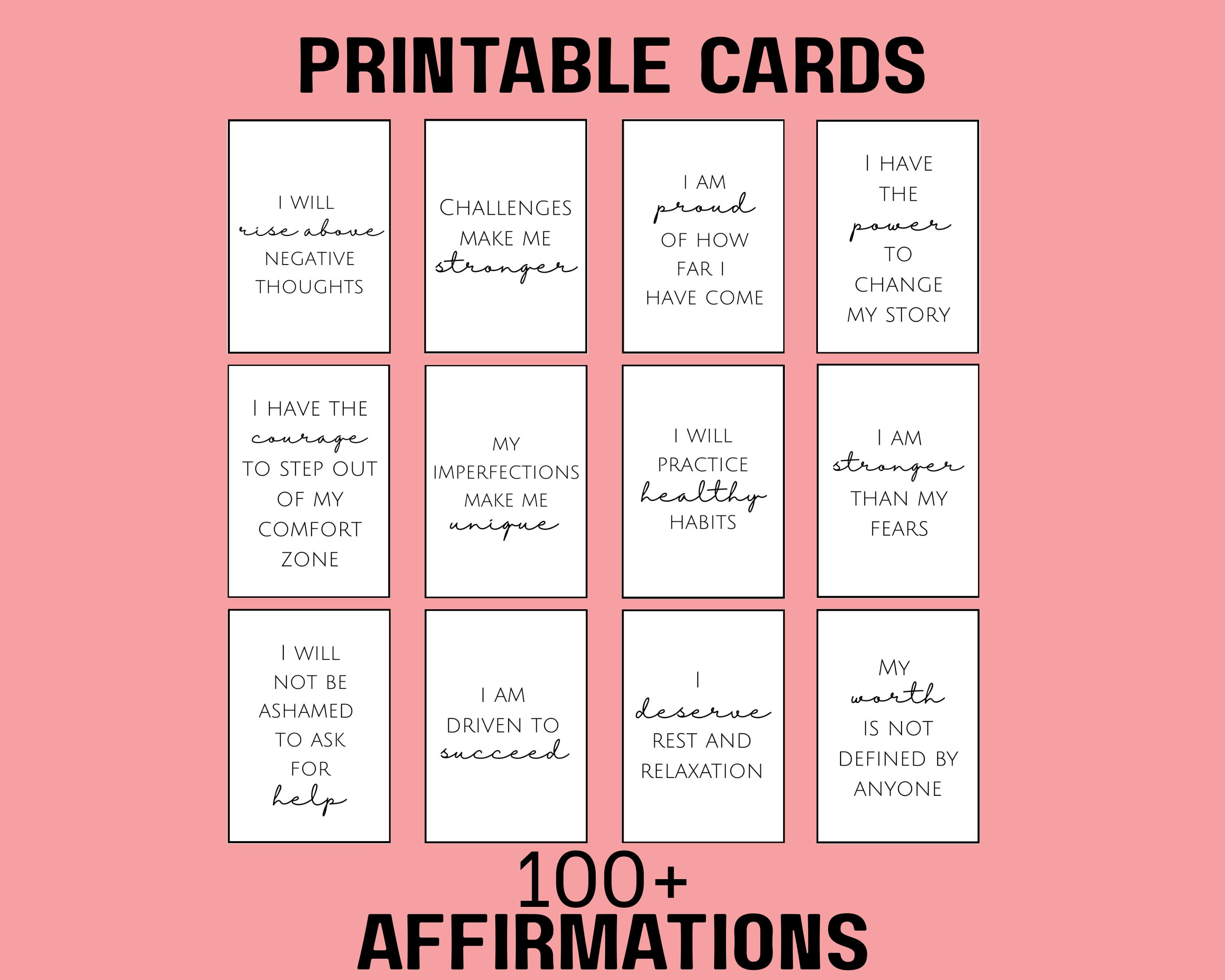 100+ Printable Positive Affirmation Cards for Daily Positivity, Self ...