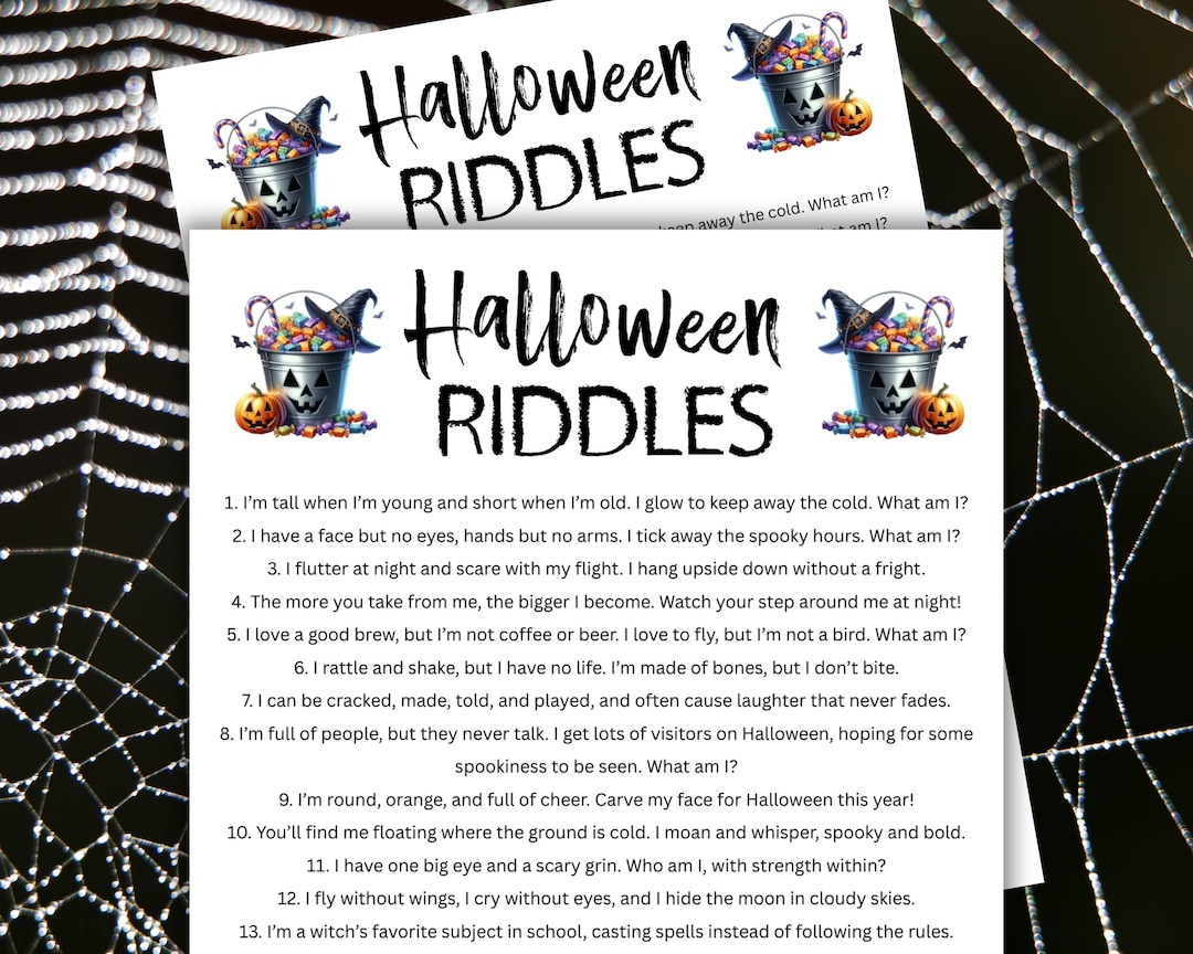 Halloween Riddles Activity for Kids & Adults Instant Download ...