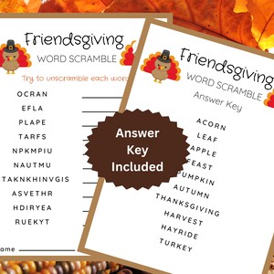 Friendsgiving Game, Printable Thanksgiving Word Scramble Game ...