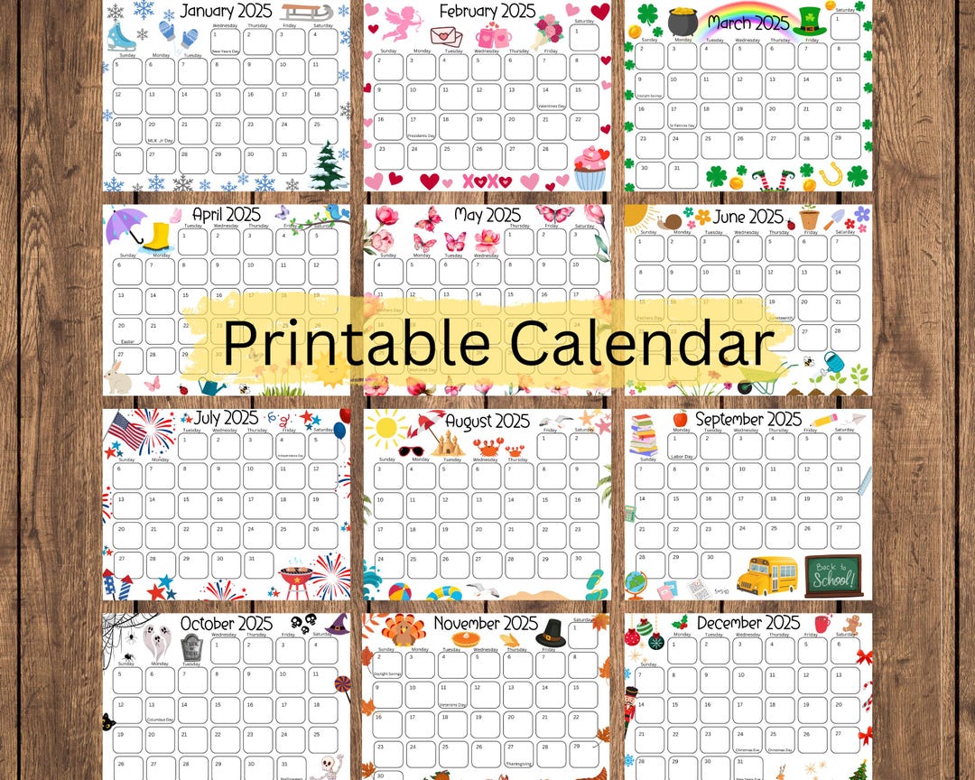 2025 Printable Calendar for Kids, Homeschool Calendar, Classroom ...