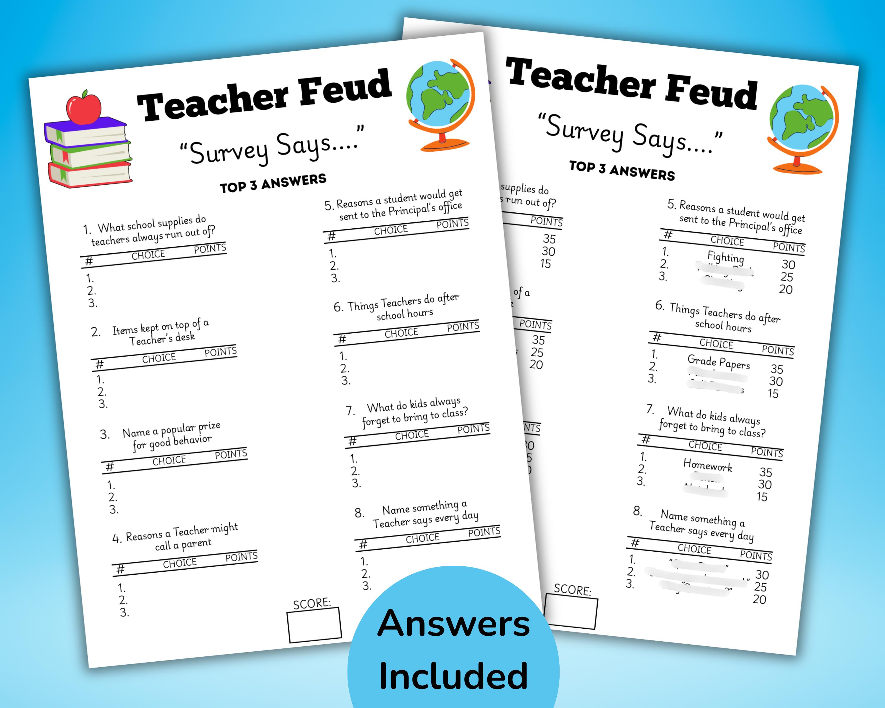 Teacher Feud Game, School Staff Feud, Teacher Appreciation Game ...