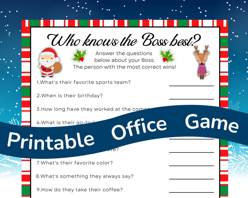 Christmas Holiday Who Knows the Boss Best, Christmas Office Party Games ...