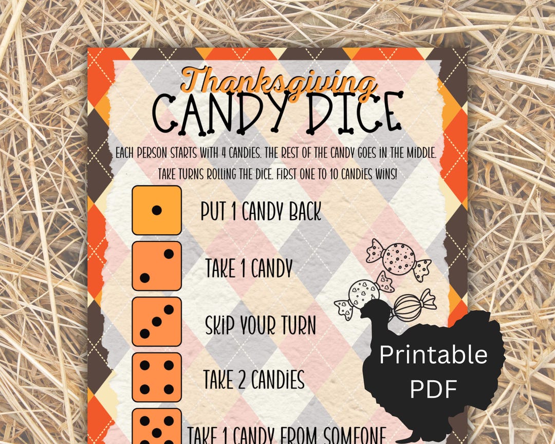 Thanksgiving Candy Dice Game Instant Download, Printable Thanksgiving ...