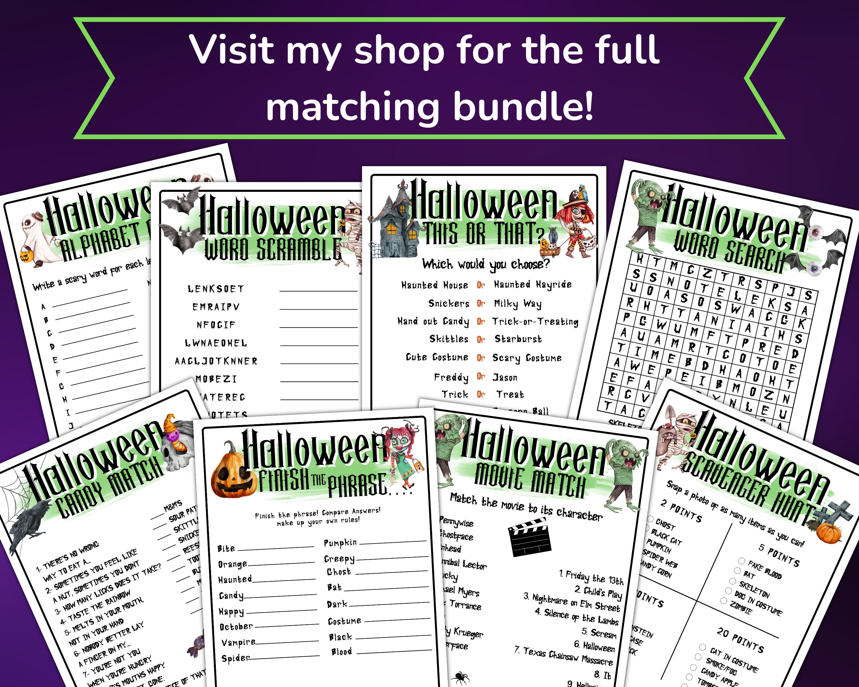 Halloween Finish the Phrase Game-halloween Party Game-spooky Party Game ...