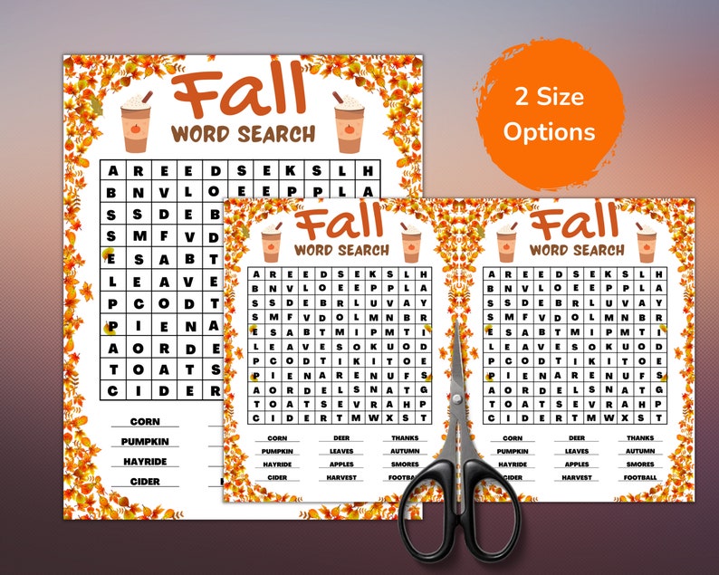 Autumn Word Search | Fall Word Search | Printable Fall Game | Fall ...