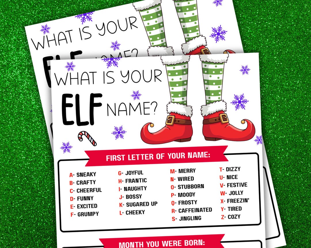 What's Your Elf Name Game for Kids & Adults Instant Download, Printable ...
