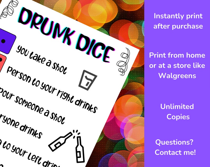 Drunk Dice Party Game, Virtual Drinking Game, Adult Party Games, Ladies ...