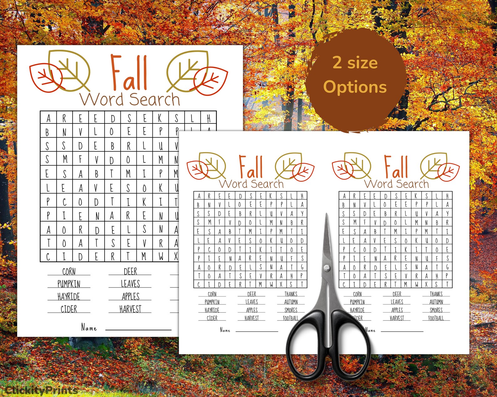 Fall Word Search-autumn Word Search-back to School Word Search-festive ...