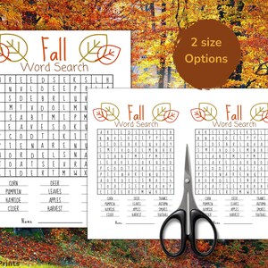 Fall Word Search-autumn Word Search-back to School Word Search-festive ...