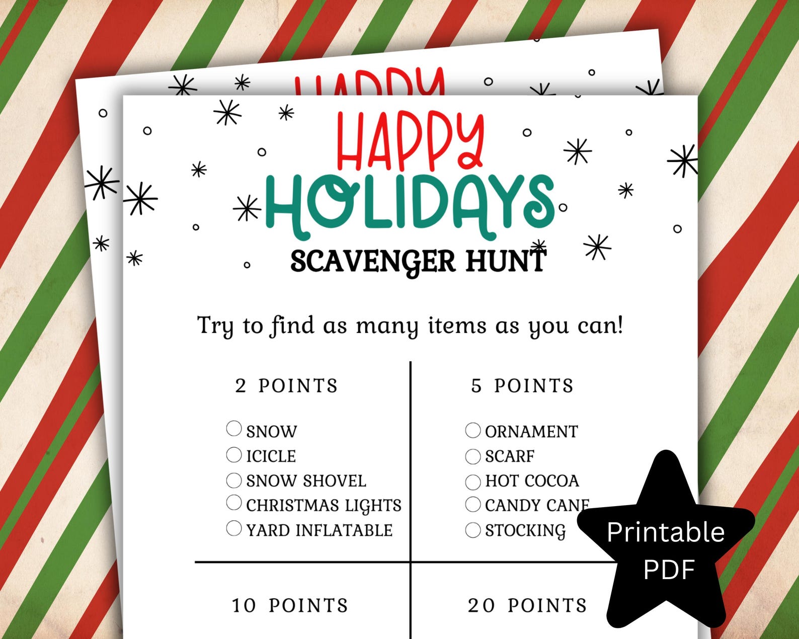 Scavenger Hunt Holiday Activity for School or Work, Printable Christmas ...