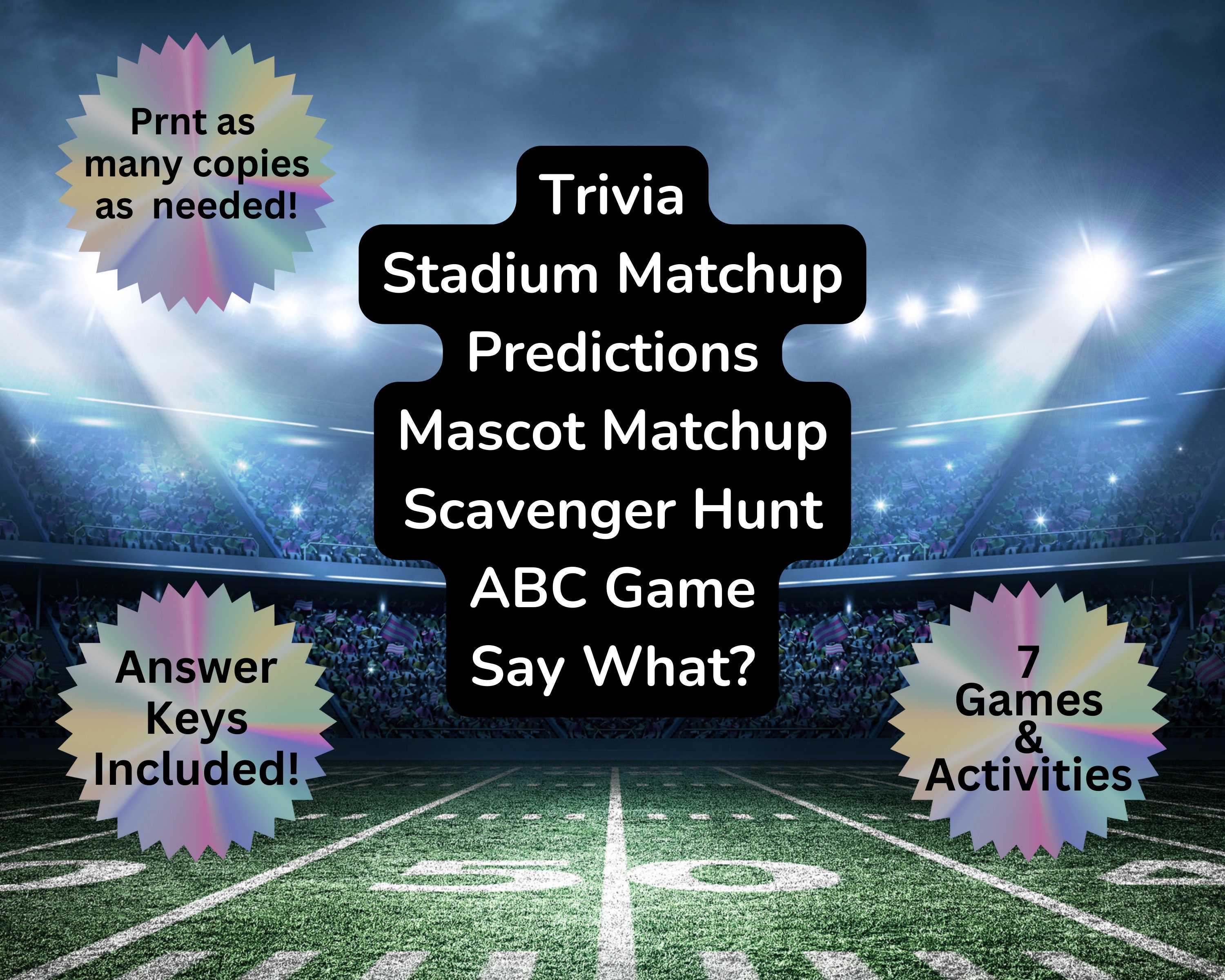 Football Bowl Game Day Printable Game Activity Bundle, Football Party ...