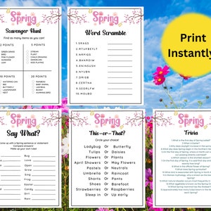 Printable Spring Game Bundle for Kids & Adults, Classroom Spring ...