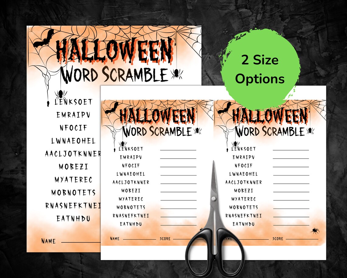Halloween Word Scramble Game, Halloween Family Activity, Party Activity ...