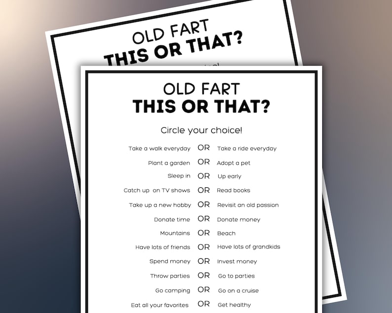 Printable Game for Seniors Instant Download, Party Game for Old People ...