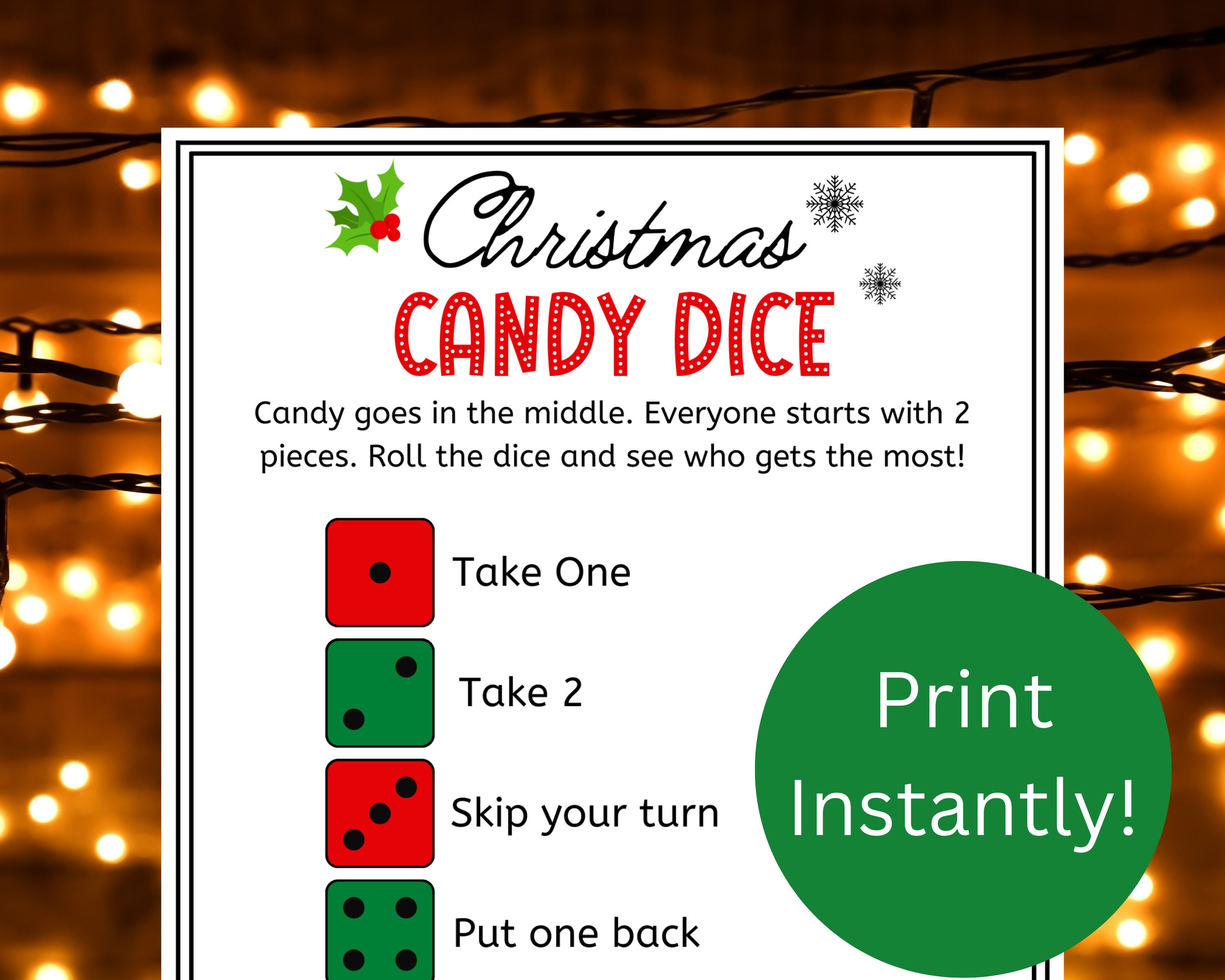 Christmas Candy Game, Christmas Candy Dice, Christmas Games for Kids ...