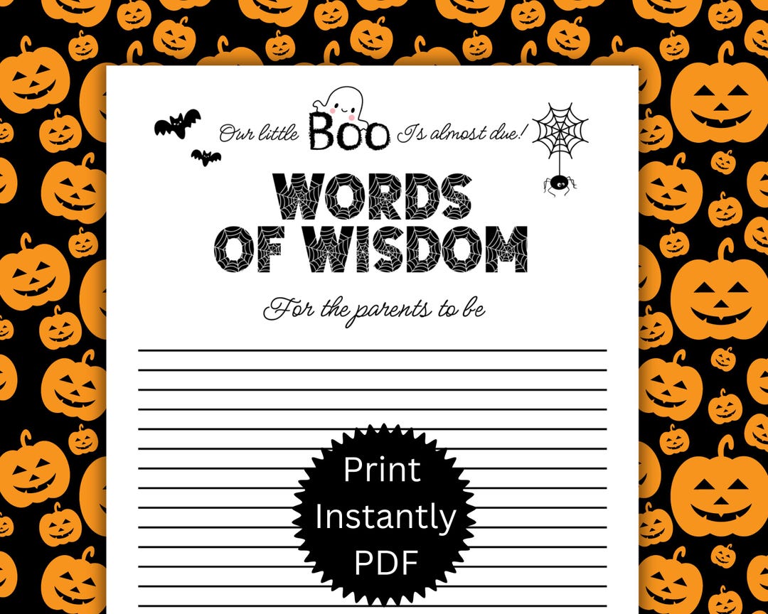 Little Boo Baby Shower Words of Wisdom, Baby Ghost Game, Baby Shower ...