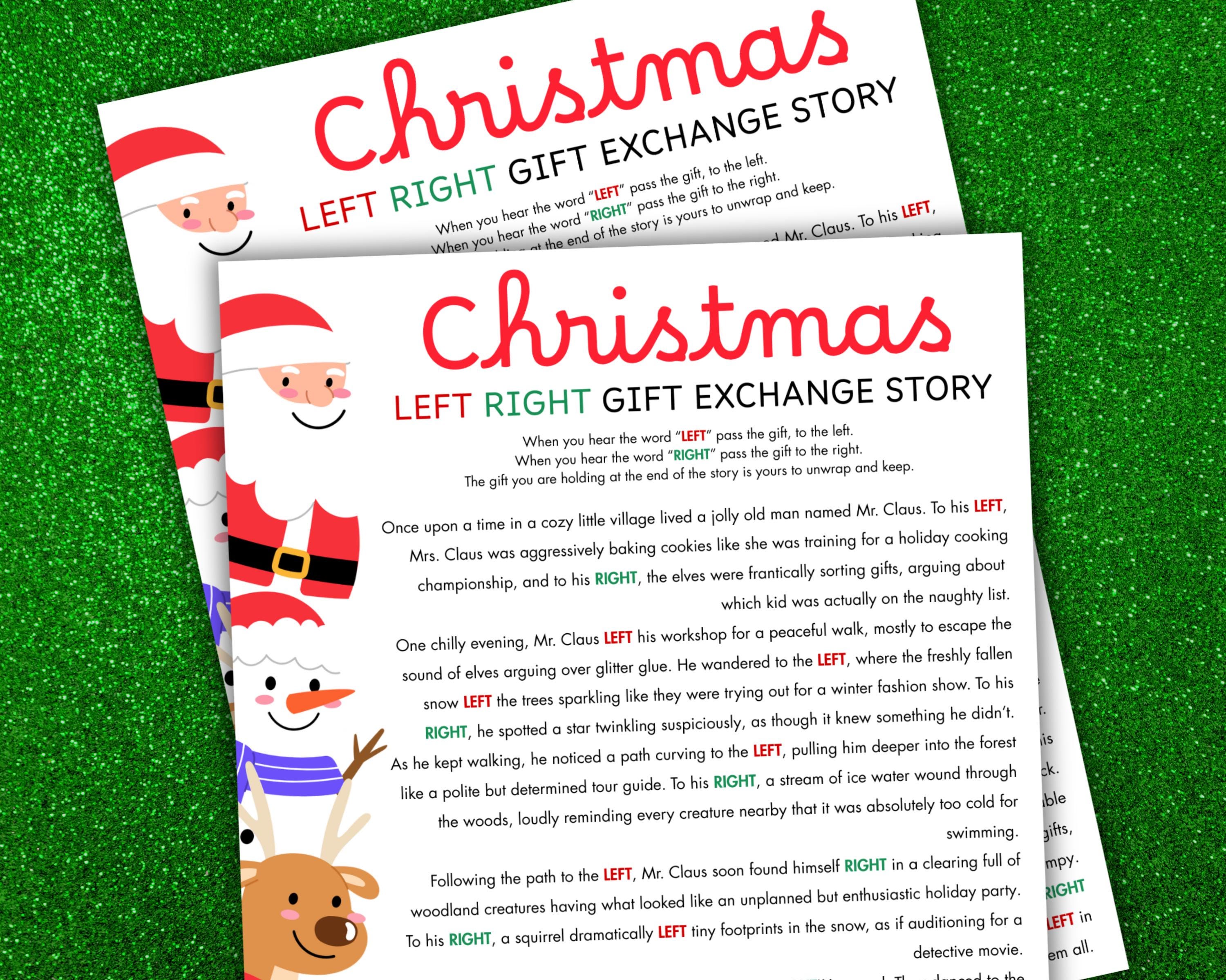 Christmas Gift Exchange Left Right Story Instant Download, Printable ...