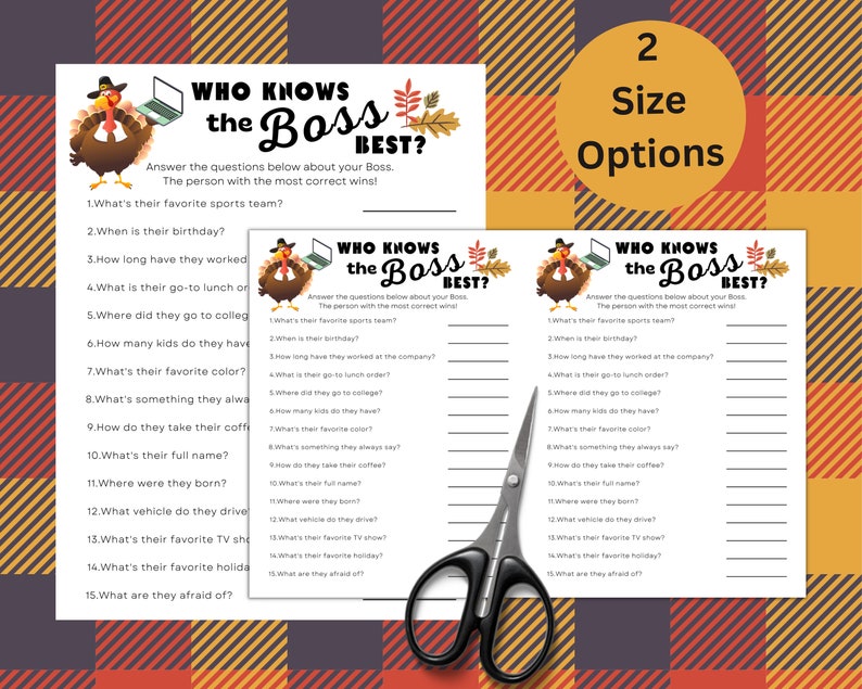Thanksgiving Who Knows the Boss Best, Thanksgiving Office Party Games ...
