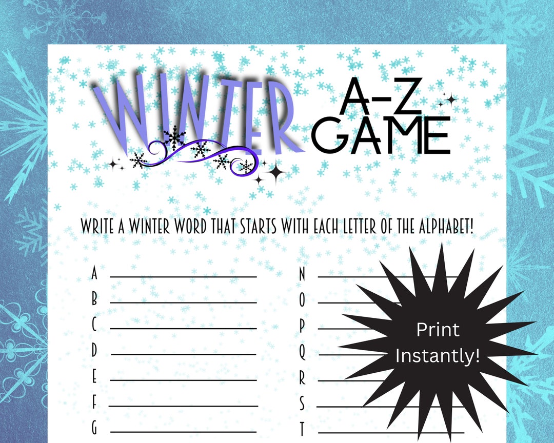 Printable Winter Alphabet A-Z Game, Winter Game for Kids and Adults ...