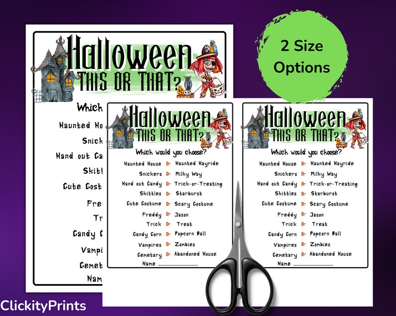 Halloween This or That Game, Printable Halloween Game, Halloween Party ...