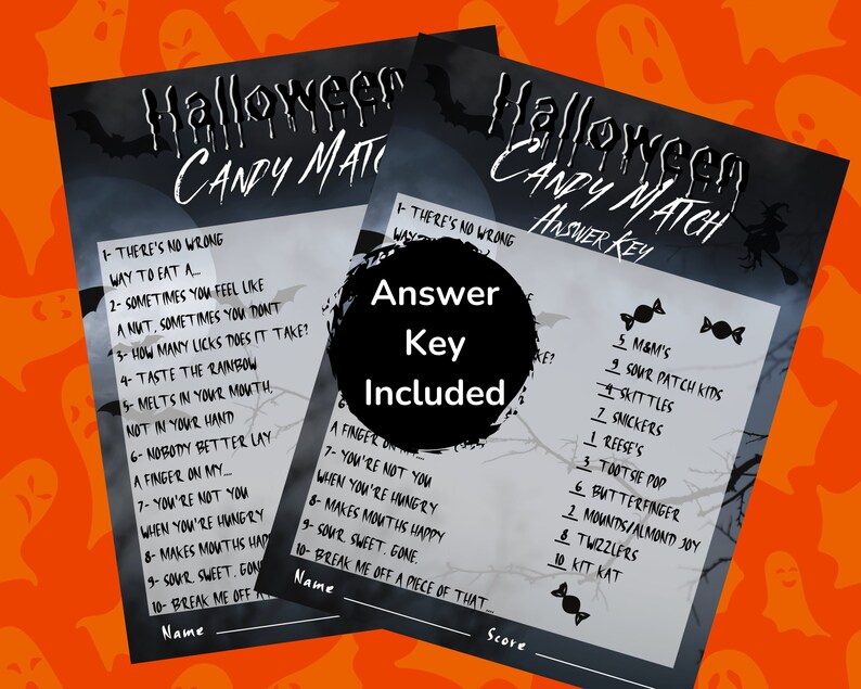 Halloween Candy Match Game, Printable Halloween Games, Games for Kids ...
