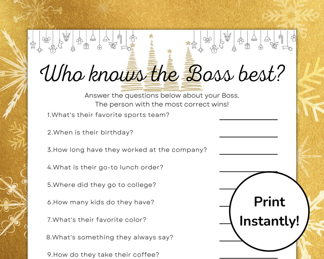 Christmas Holiday Who Knows the Boss Best, Christmas Office Party Games ...