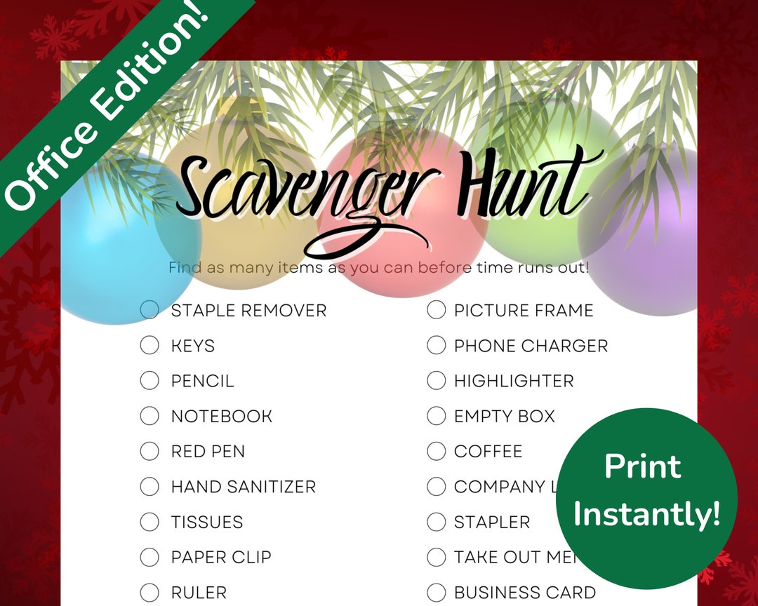 Christmas Scavenger Hunt Holiday Office Party Work Game, Team Building Game, Holiday Game for ...