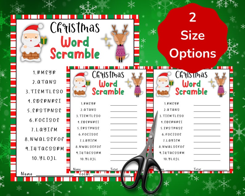 Christmas Word Scramble, Christmas Games for Kids & Adults, Holiday ...