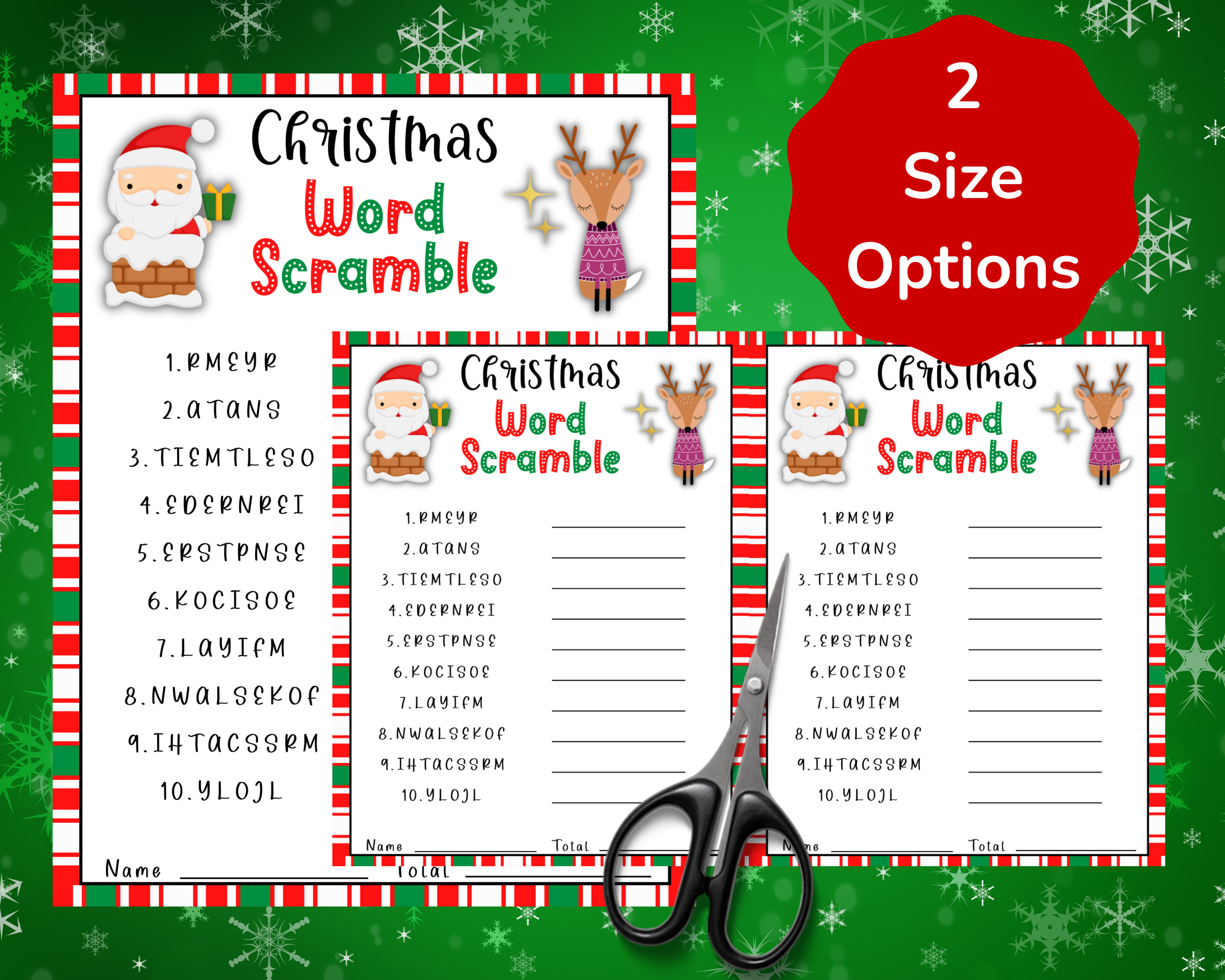 Christmas Word Scramble, Christmas Games for Kids & Adults, Holiday ...