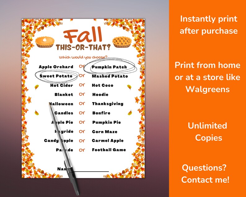 Autumn This or That Game | Fall This or That | Fall A-Z Game ...