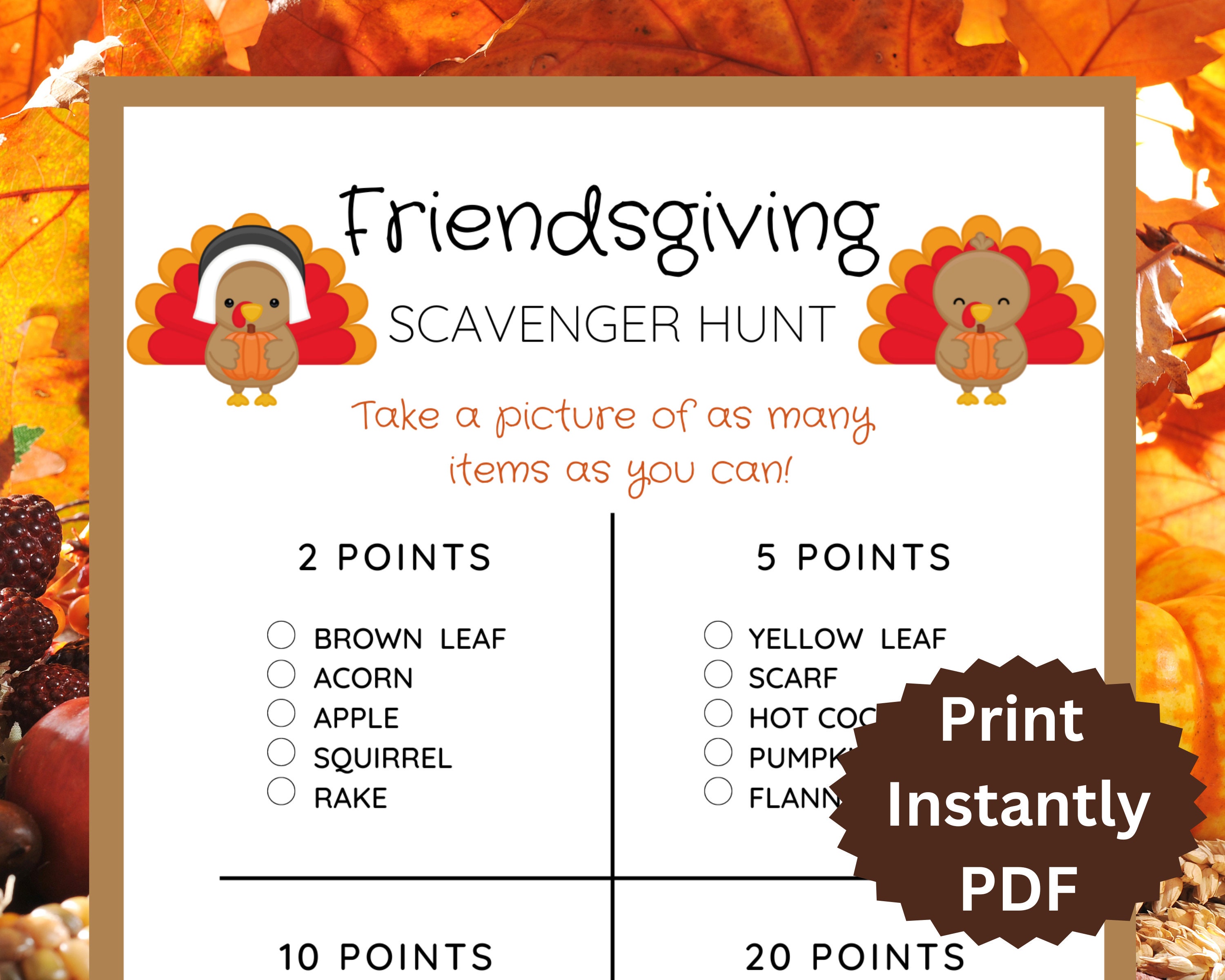 Friendsgiving Scavenger Hunt | Instant Download PDF | Thanksgiving ...