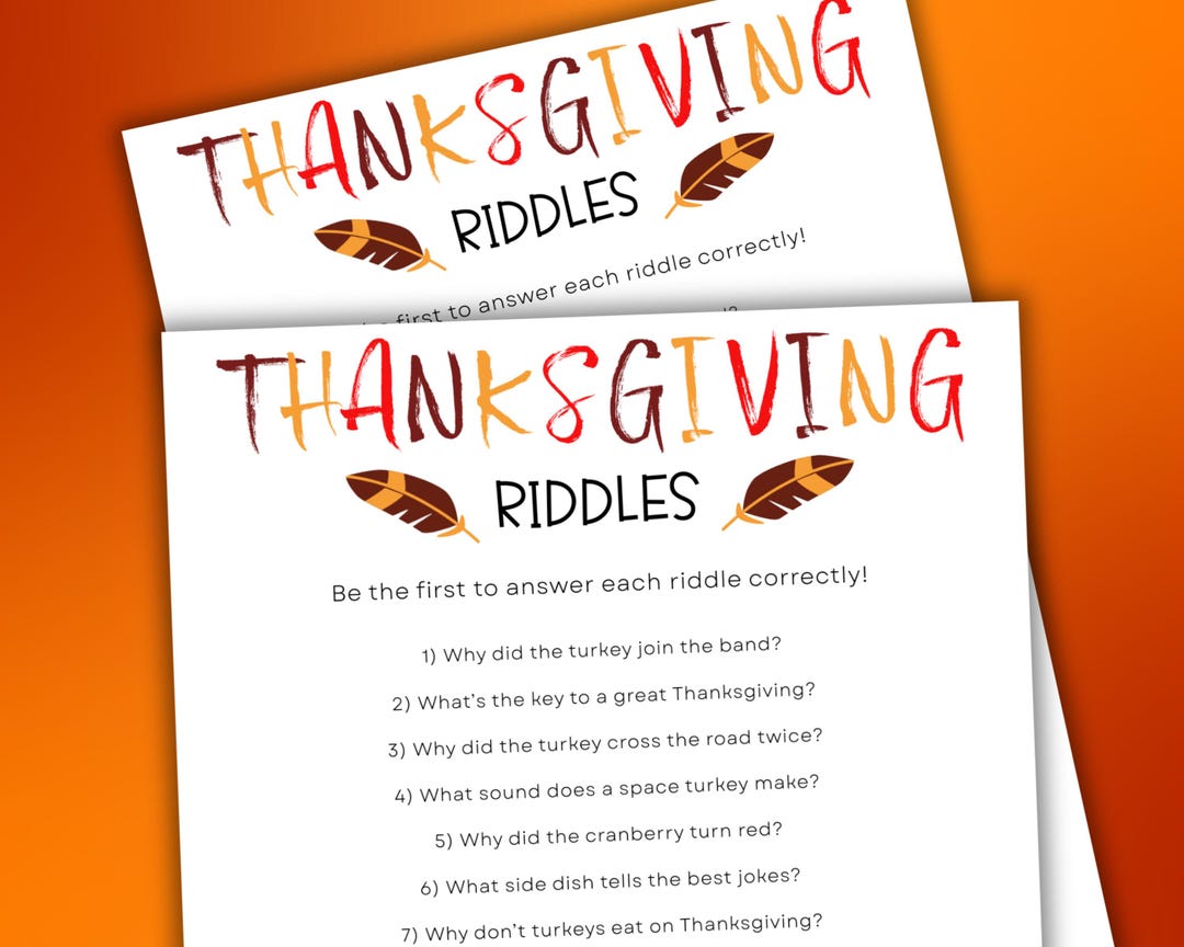 Thanksgiving Riddles Game, Printable Thanksgiving Game for Kids ...
