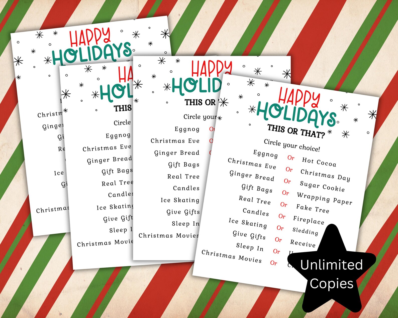 This or That Holiday Activity for School or Work, Printable Christmas ...