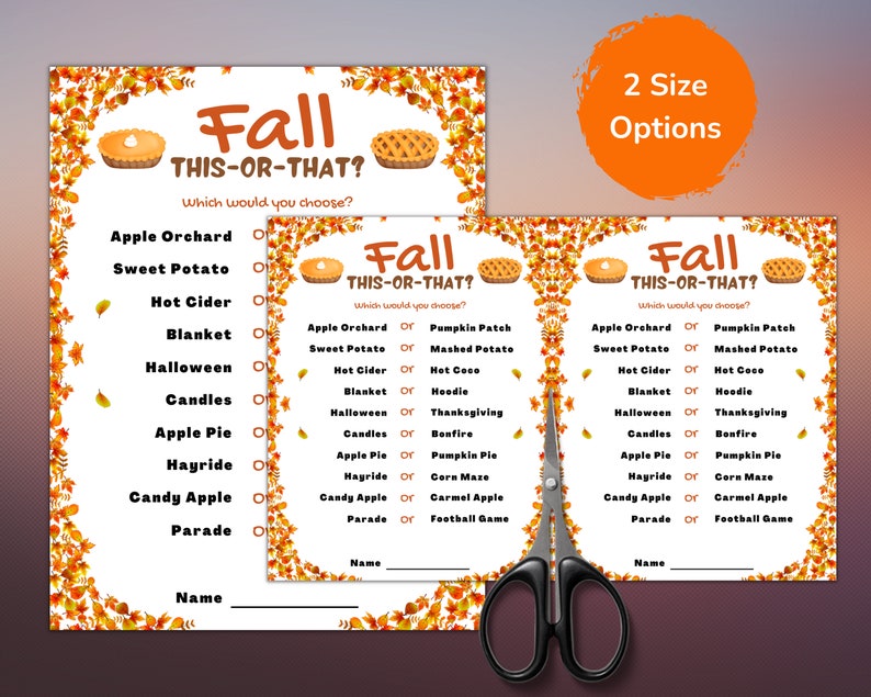 Autumn This or That Game | Fall This or That | Fall A-Z Game ...