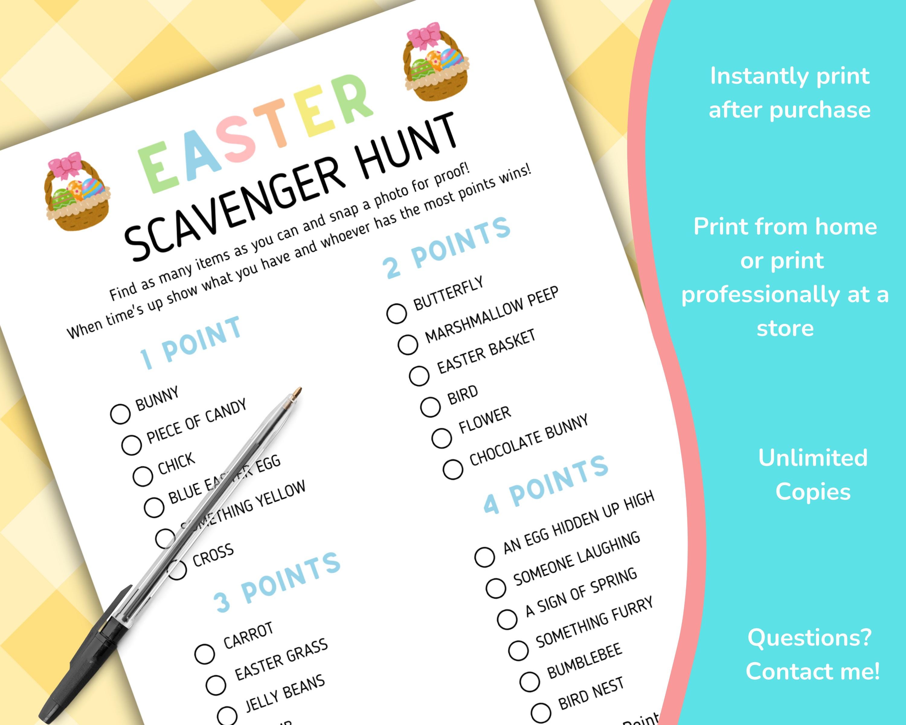 Easter Scavenger Hunt Printable Activity for Kids and Adults, Easter ...